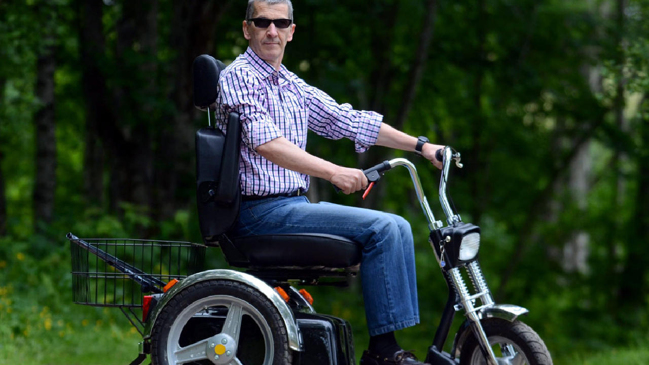 Ms Sufferer Douglas Forrest Has Harley Davidson Style Mobility Scooter