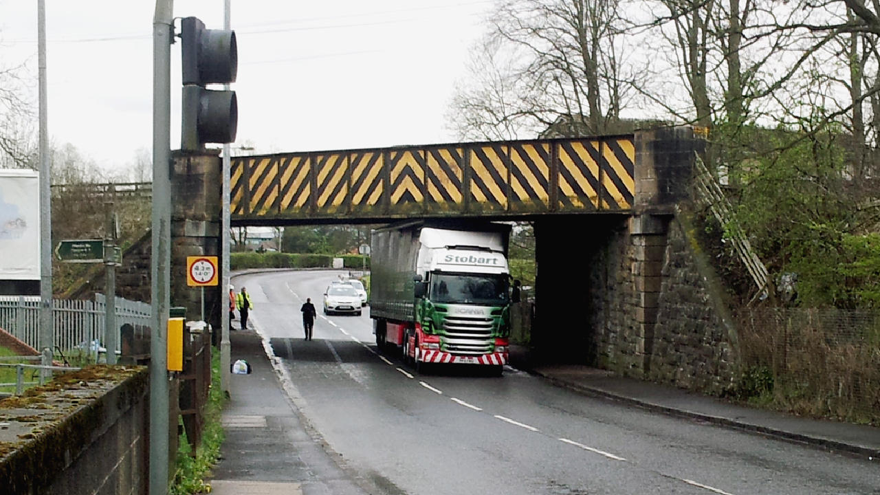 Traffic Delays After Eddie Stobart Lorry Gets Stuck Under Rail Bridge